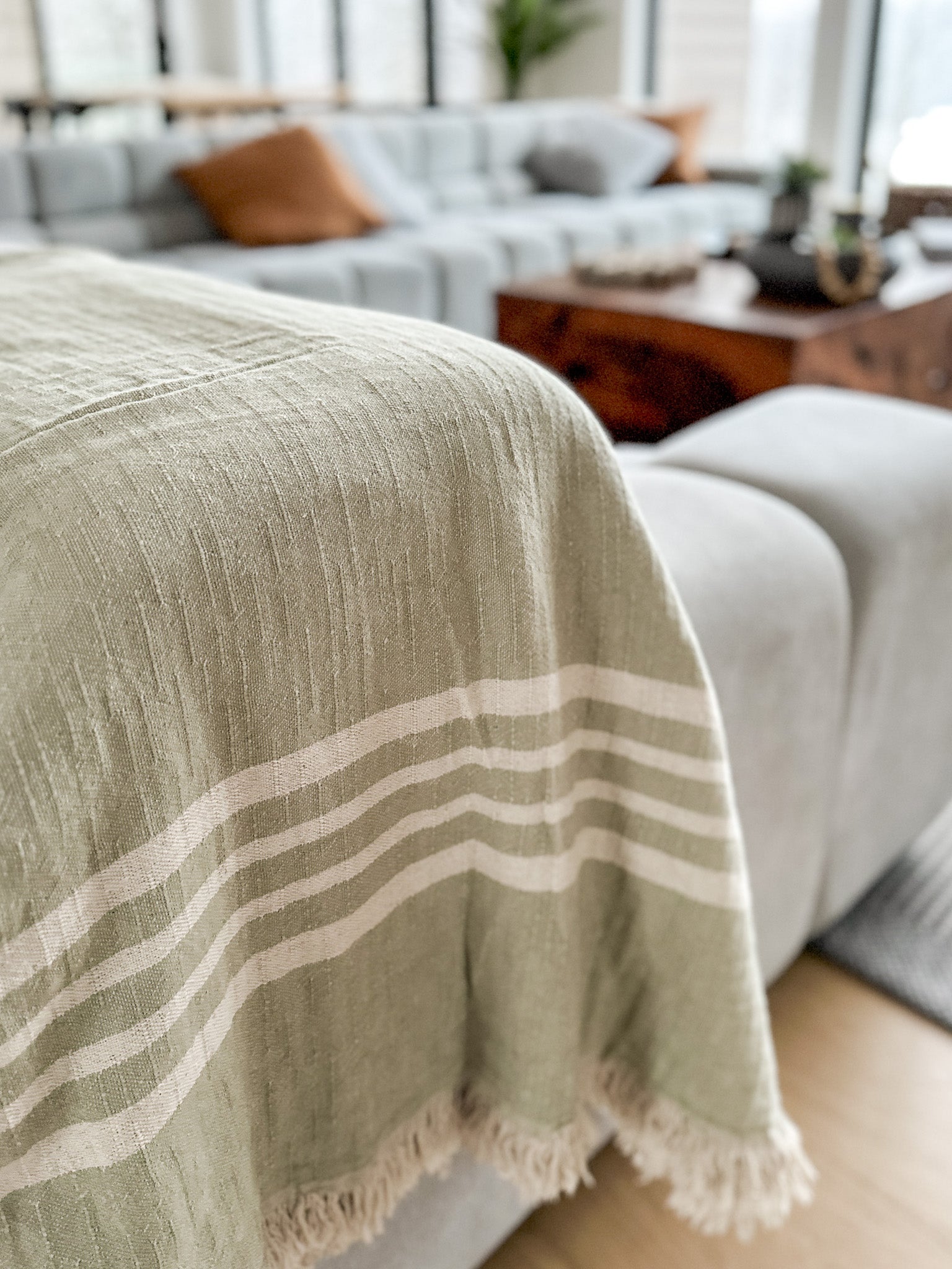 Striped Linen Throw Blanket for Couch and Bed – My Kitchen Linens